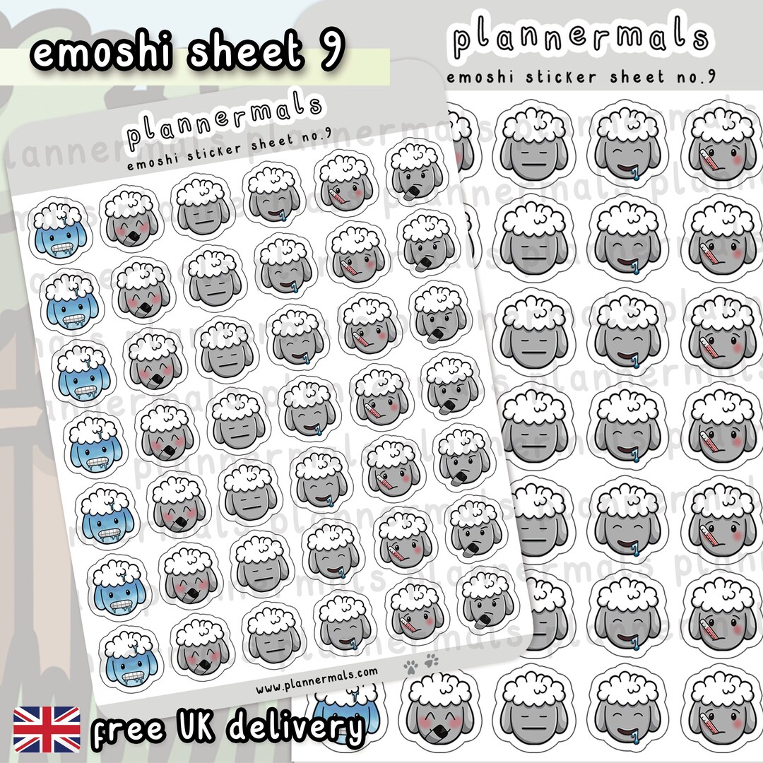 42 Emoji Sheep Stickers Emotion Tracker Journaling Sticker Sampler ...
