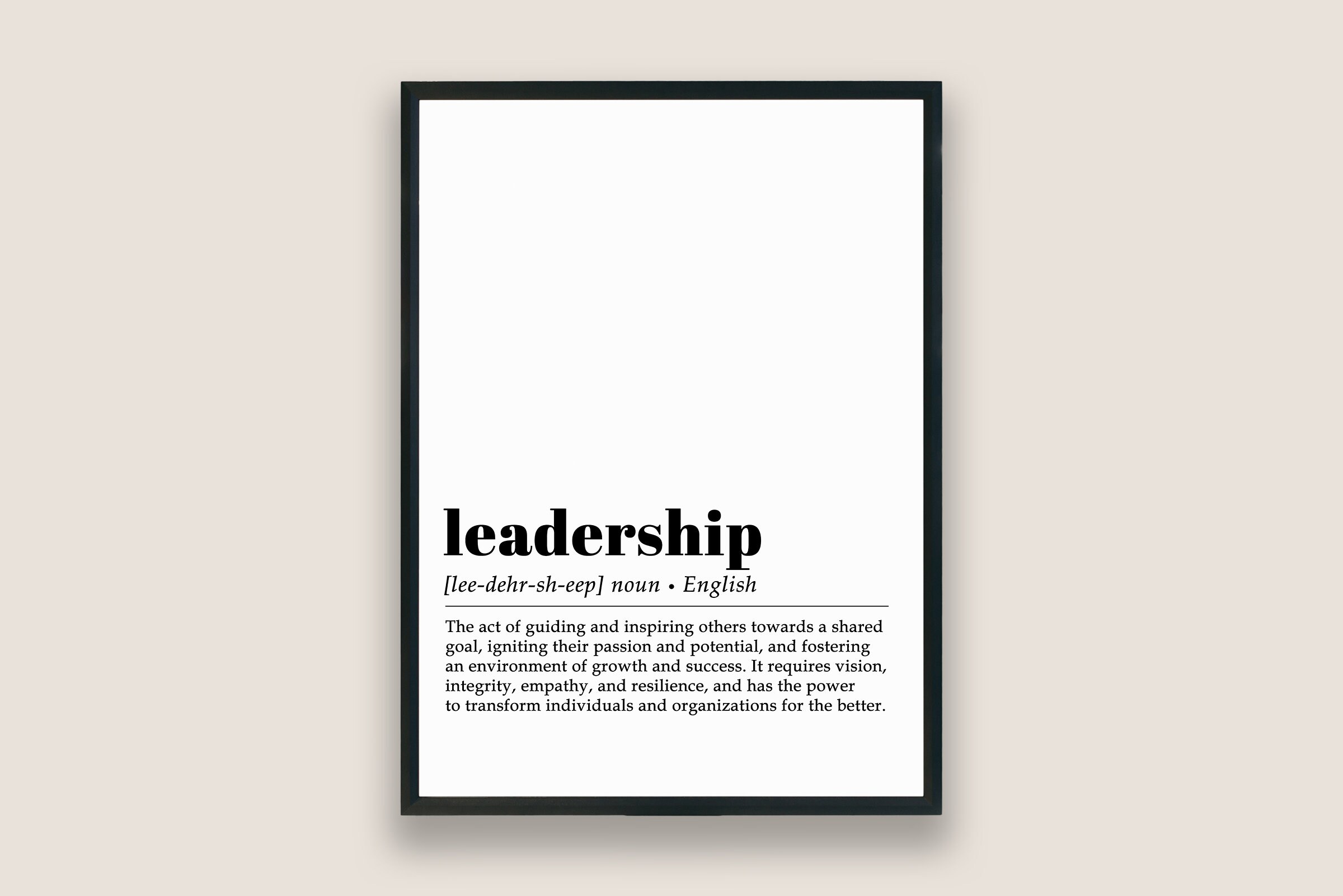 Leadership Definition Print Cubicle Decor Office Wall Art Dictionary ...