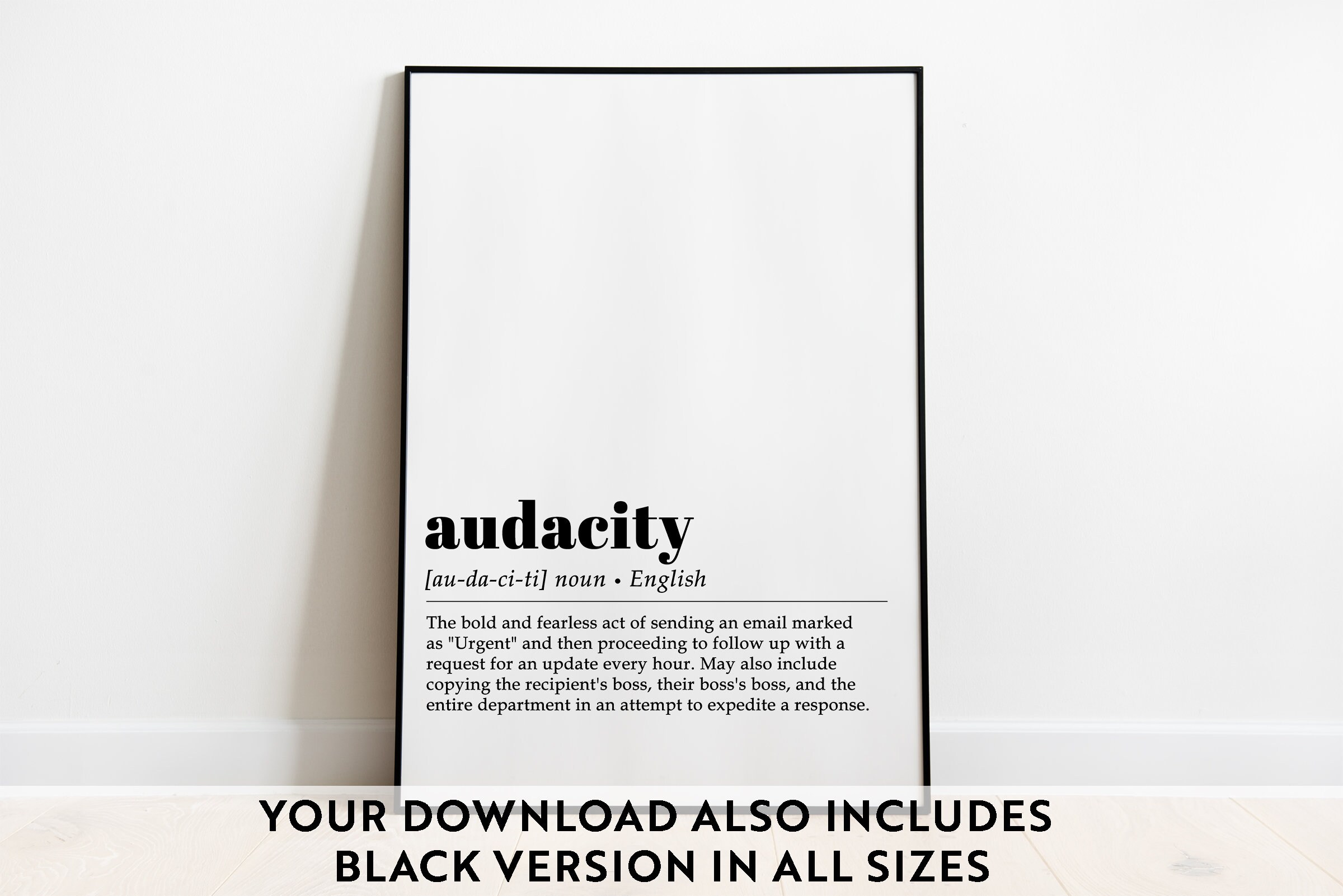 Audacity Poster Funny Wall Art Definition Poster Office Wall Art Home ...