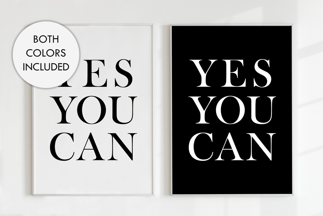 Yes You Can Poster | Typography Wall Art | Affirmation Wall Art ...