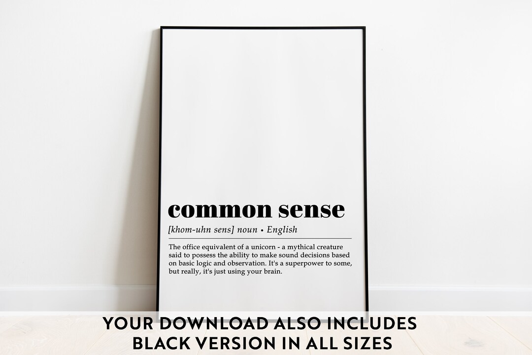 Common Sense Definition Print Office Wall Art Funny Home Office Decor ...