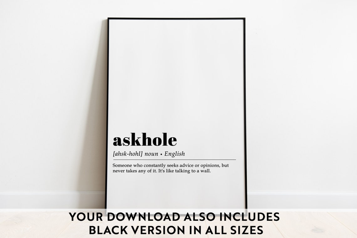 Askhole Definition Print Cubicle Decor Funny Office Sign - Etsy