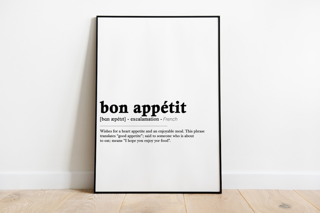 Bon Appetit Definition Wall Art Kitchen Wall Art Minimalist Print ...