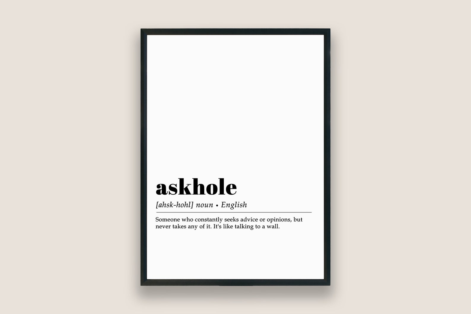Askhole Definition Print Cubicle Decor Funny Office Sign - Etsy