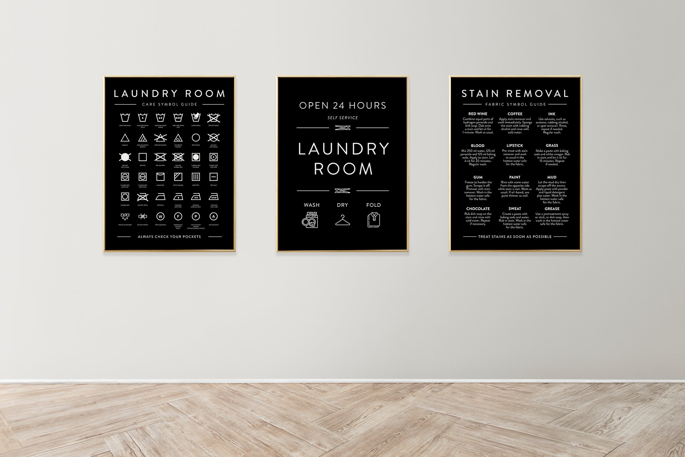 Black Laundry Room Printable Set of 3 Laundry Room Signs Laundry Room ...