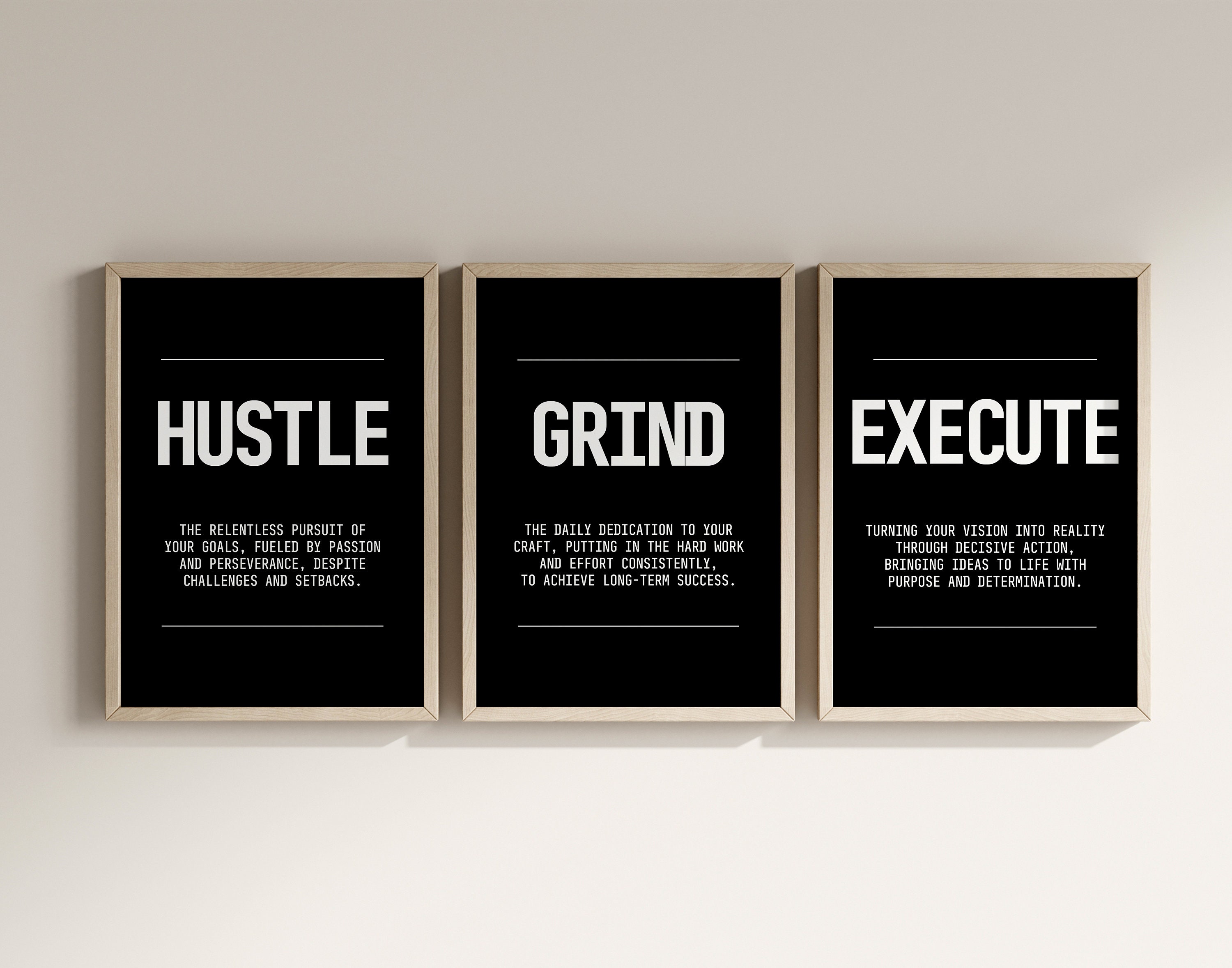 Hustle Grind Execute Poster Set of 3 Posters Motivational Office Decor ... Hustle Grind Execute Poster Set of 3 Posters Motivational Office Decor ...