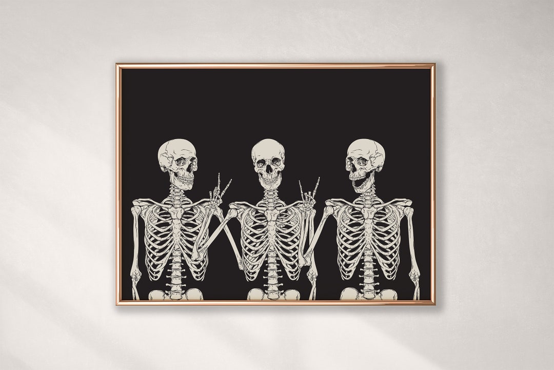 Halloween Printable Wall Art Skeleton Print Printable Wall Art Skeleton ...