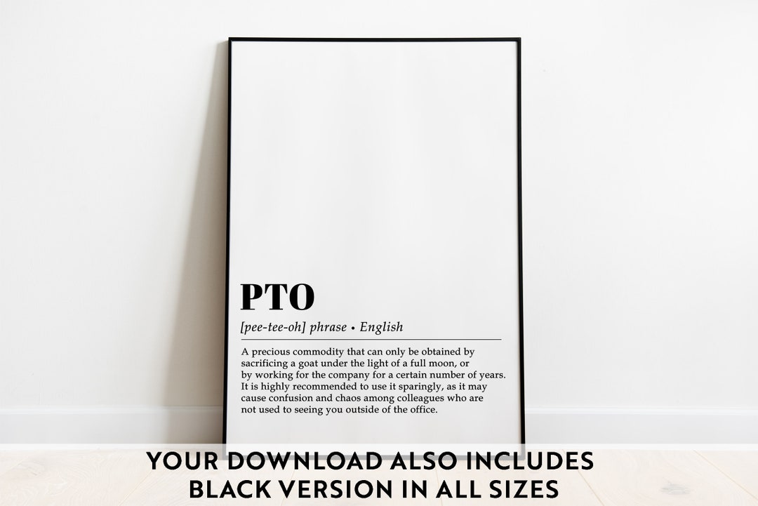 Office Wall Art PTO Definition Print Dictionary Art Home Office Decor ...