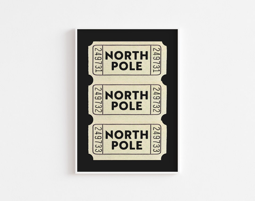 North Pole Ticket Print Christmas Decor Christmas Wall Art - Etsy UK
