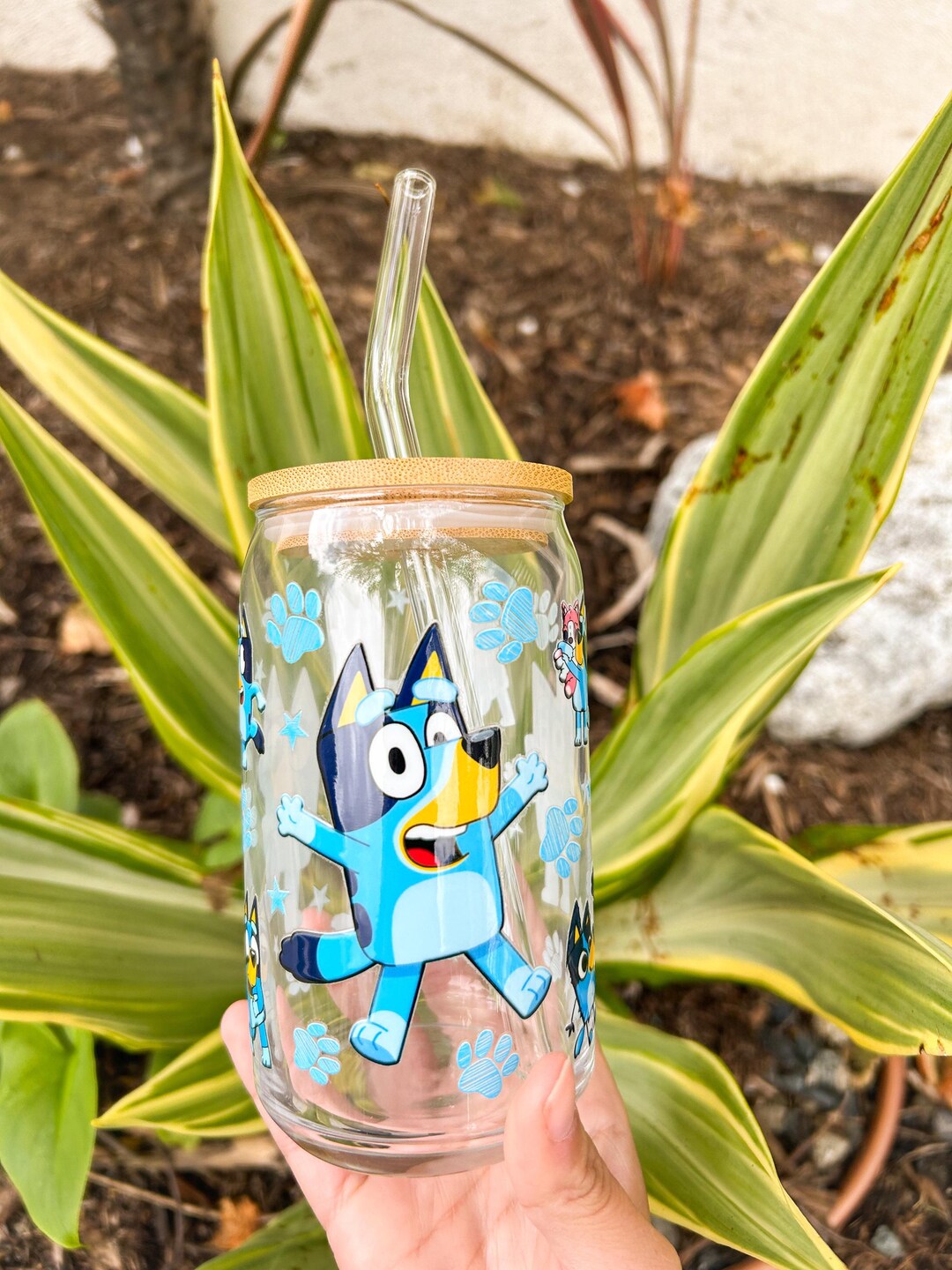 Bluey Inspired Glass Cup - Etsy