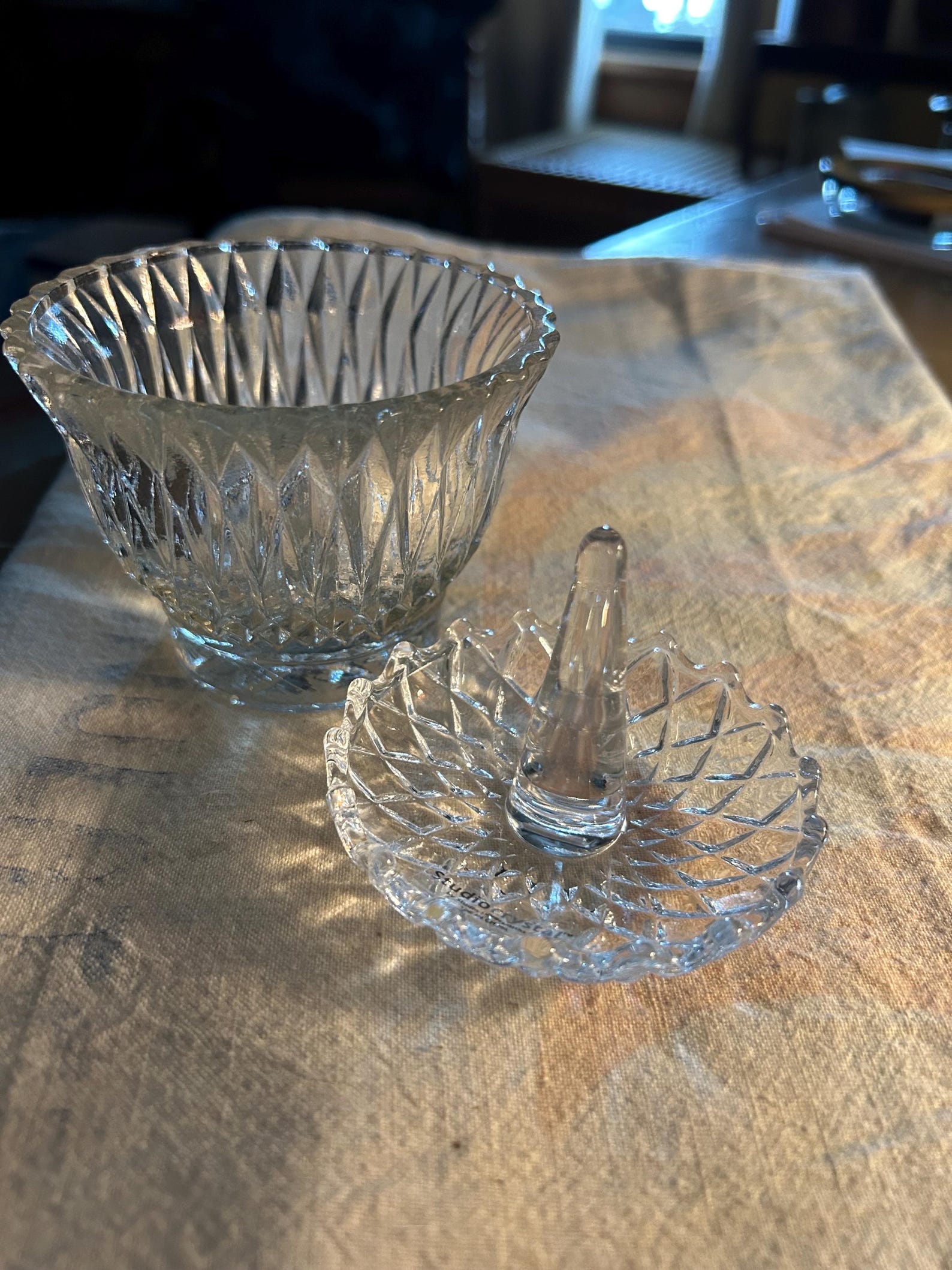 Vintage Cut Glass Crystal Small Bowl and Ring Holder - Etsy