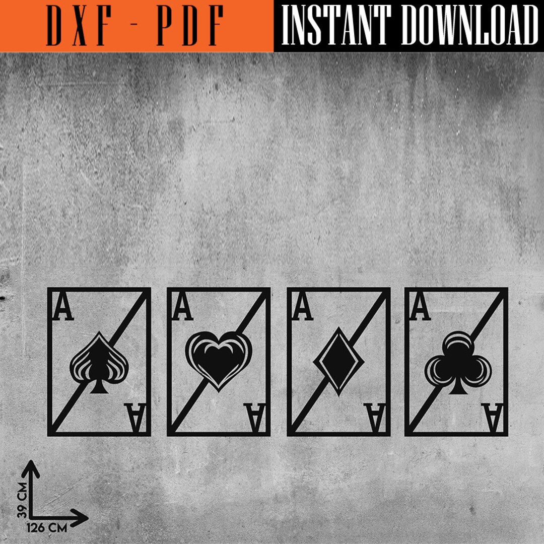 Playing Cards Art Files, Dxf and PDF Files, Plasma Cut File, Wall Art ...