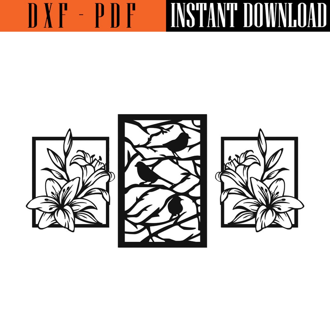 Birds and Lilies Wall Art Files ,dxf, and PDF Files,plasma Cut File ...