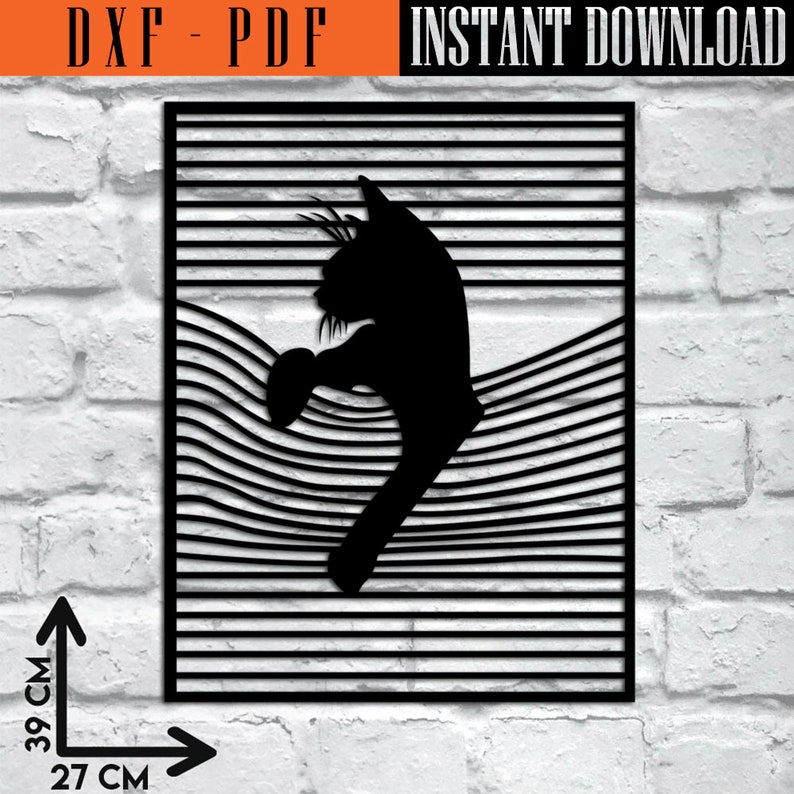 Cat Wall Decor Files, Dxf and PDF Files, Plasma Cut File, Wall Art Dxf ...