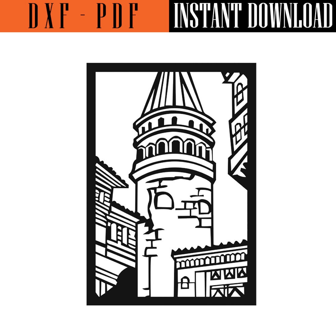 Galata Tower Wall Art Files ,dxf, and PDF Files,plasma Cut File,wall ...