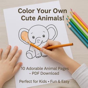 10 Cute Animal Coloring Pages for Kids - Printable PDF Activity Set ...