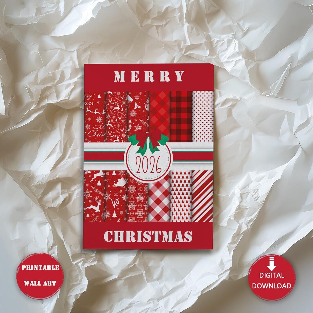Red Christmas Digital Paper Kit: Seamless Plaid Reindeer Patterns - Etsy