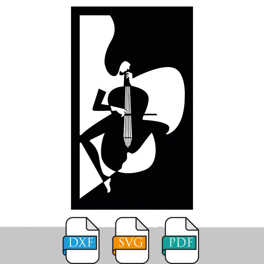 Cello Wall Art, Digital Download, DXF, SVG, and PDF Files for Laser ...
