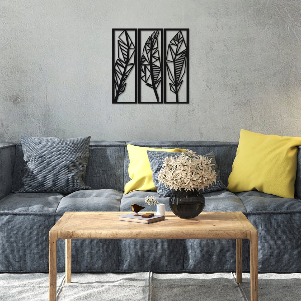 Geometric Feather Wall Art Files ,dxf, and PDF Files,plasma Cut File ...