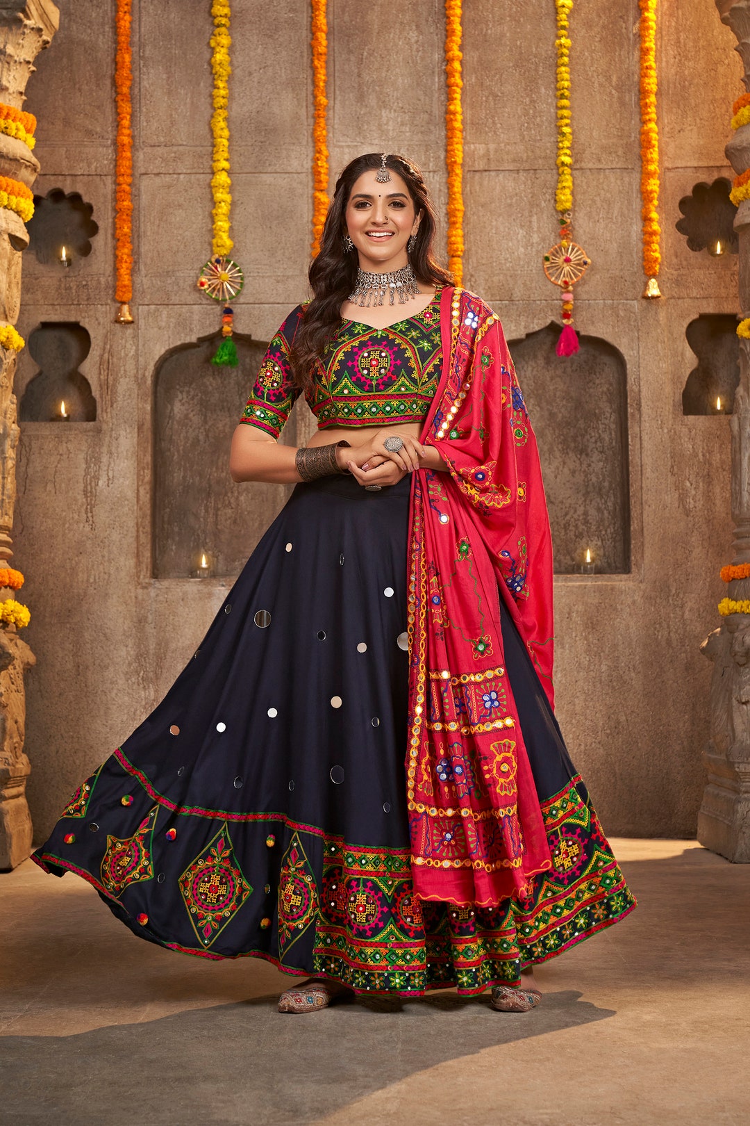 New Latest Style Navratri Garba Lehenga Choli Set Embellished With ...
