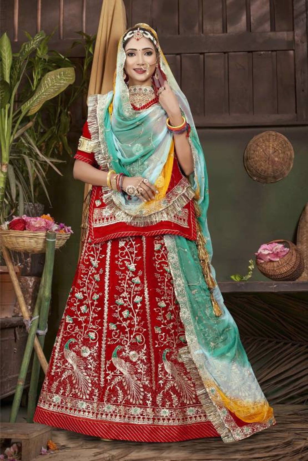 Rajasthani Jaipuri Chunari Bhandhej Lehenga Choli Gotta Patti - Etsy