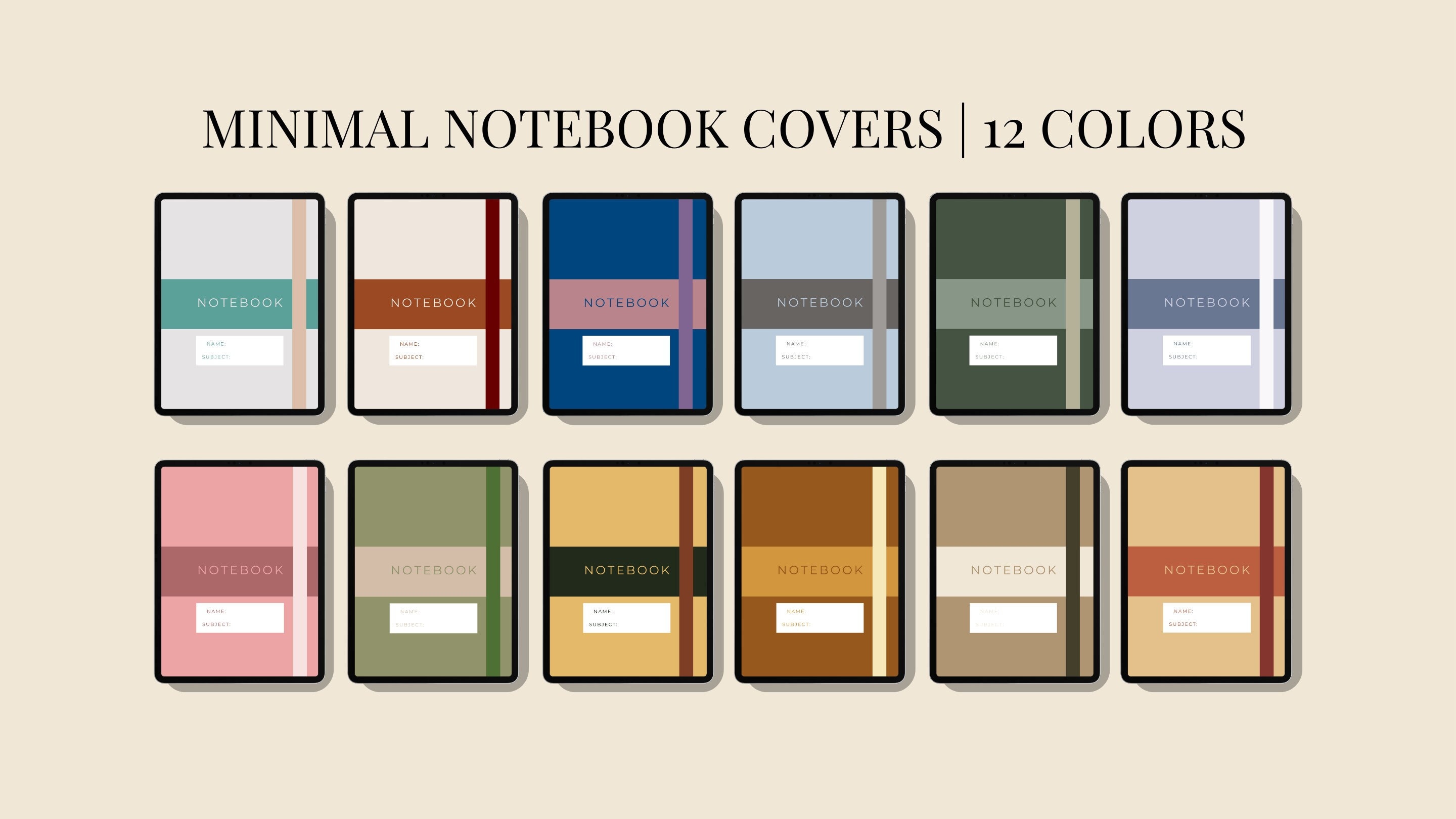 12 Minimal Digital Notebook Covers V2 | Notebook Covers for Goodnotes ...