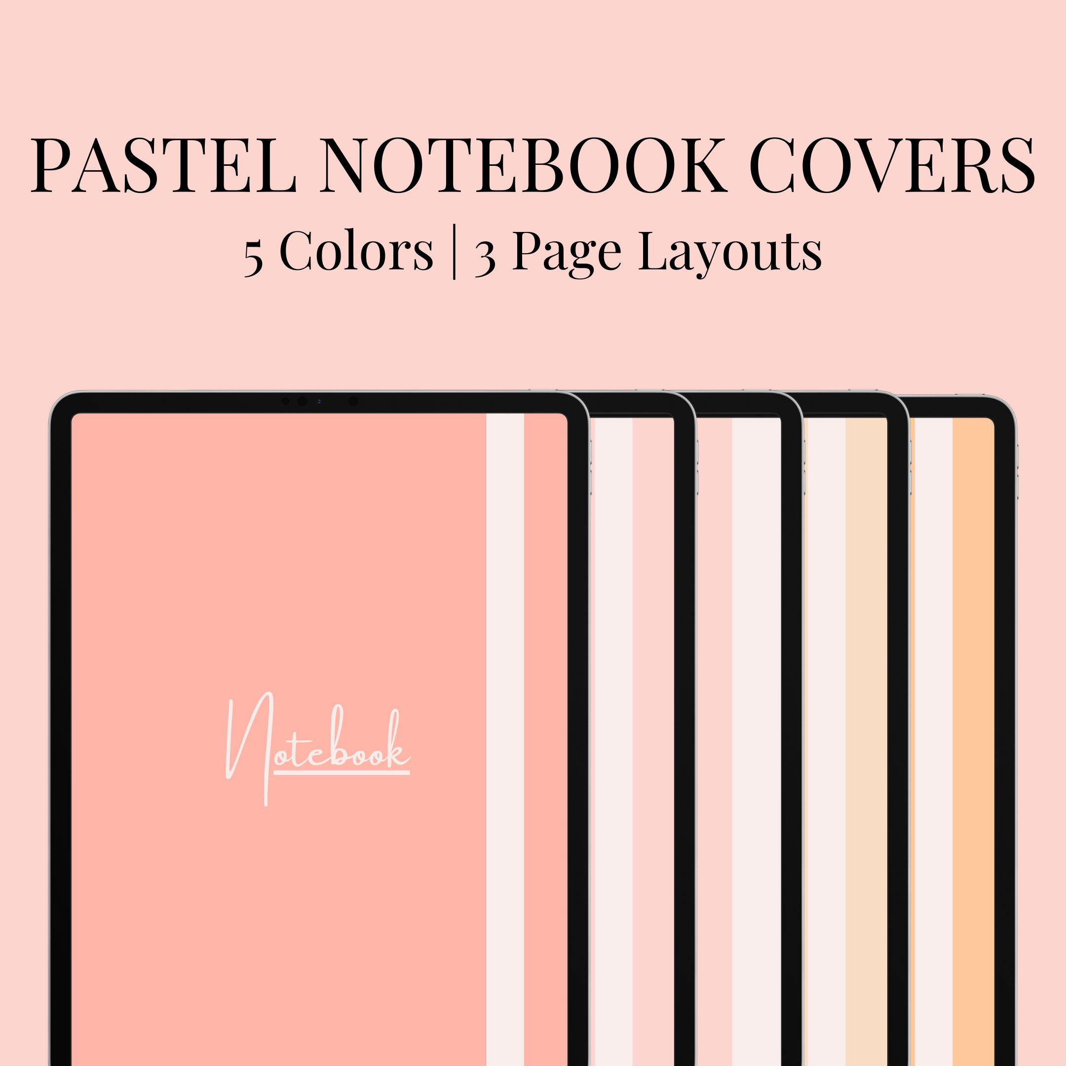 5 Pastel Digital Notebook Covers | Notebook Covers for Goodnotes ...