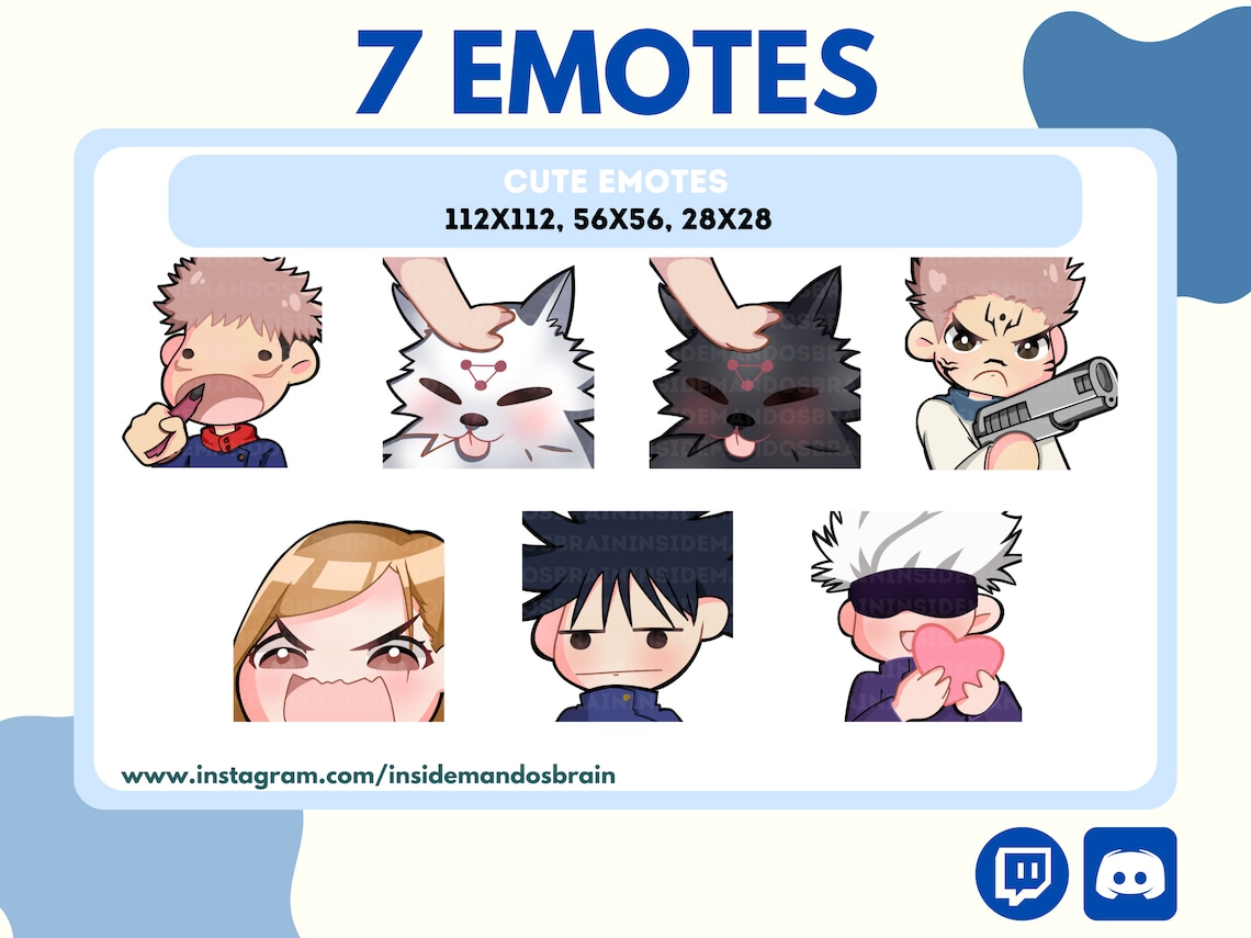 JJK Emotes Twitch Discord Emotes Pack 7 Cute Anime - Etsy