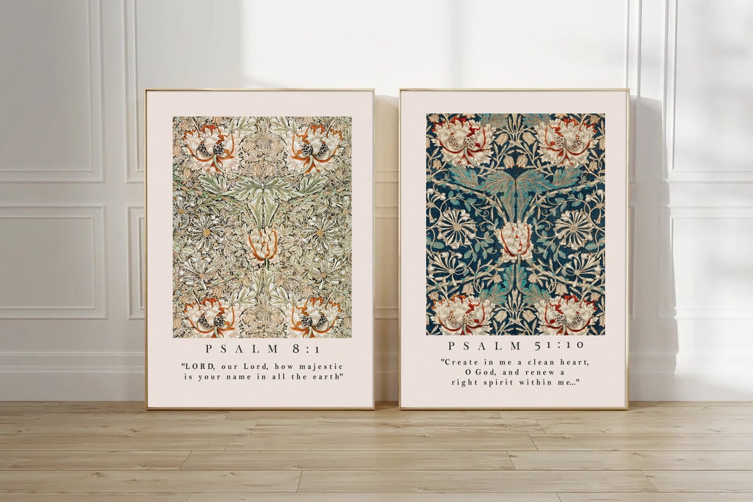 Christian Gallery Set of 2, Psalms Scriptures Wall Art, Vintage Bible ...