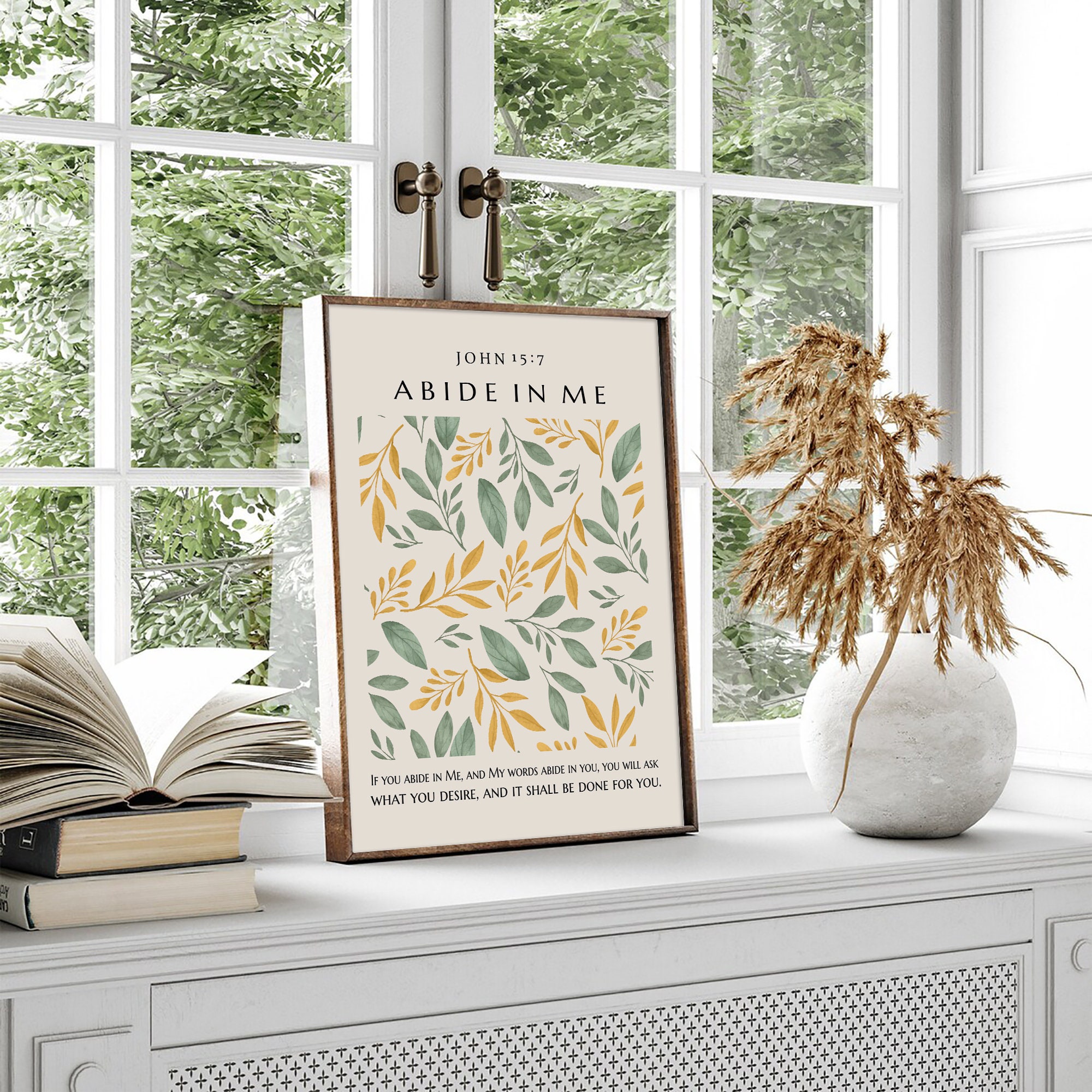 John 15:5 Abide in Me Bible Verse Prints, Christian Aesthetic Poster ...