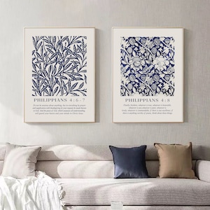 Set of 2 Philippians Wall Art, Vintage Scripture Wall Art, Bible Verse ...