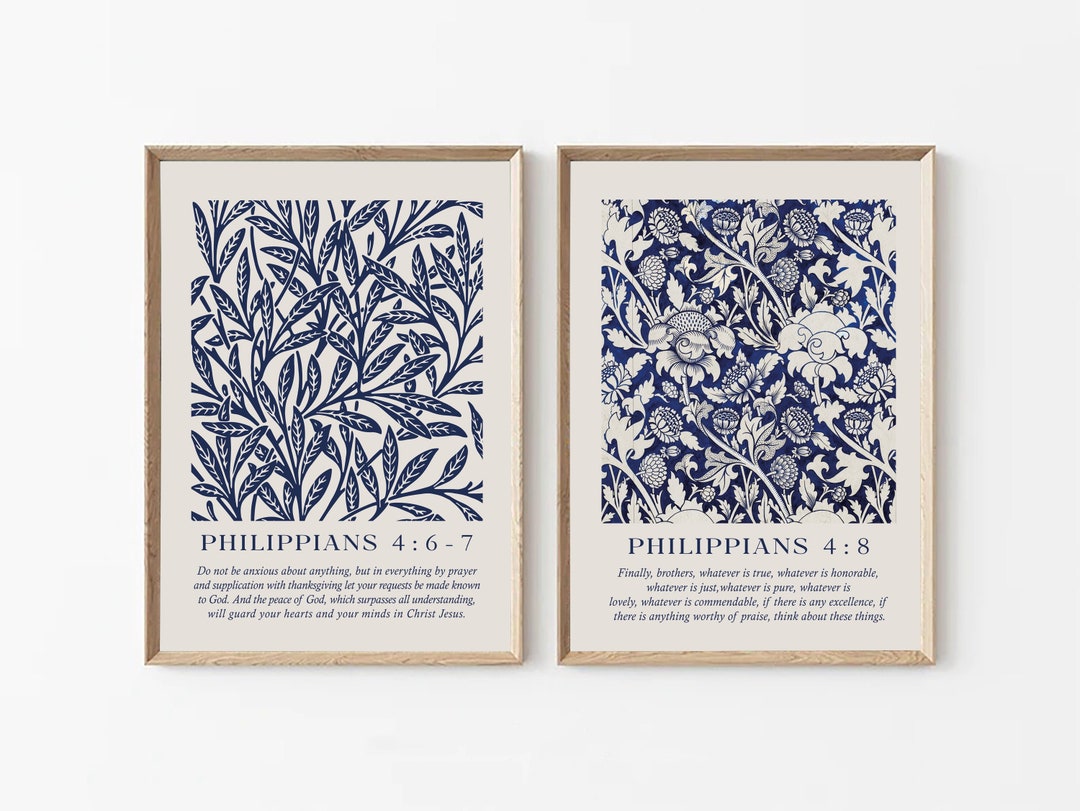 Set of 2 Philippians Wall Art, Vintage Scripture Wall Art, Bible Verse ...