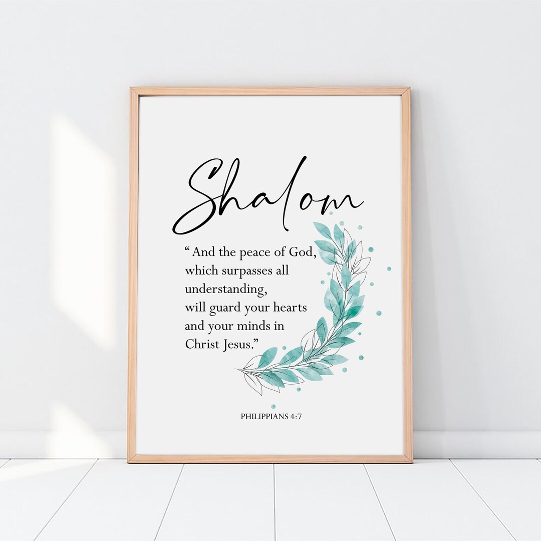 Shalom, Philippians 4:7 Bible Verse Printable Wall Art, Scripture Print ...