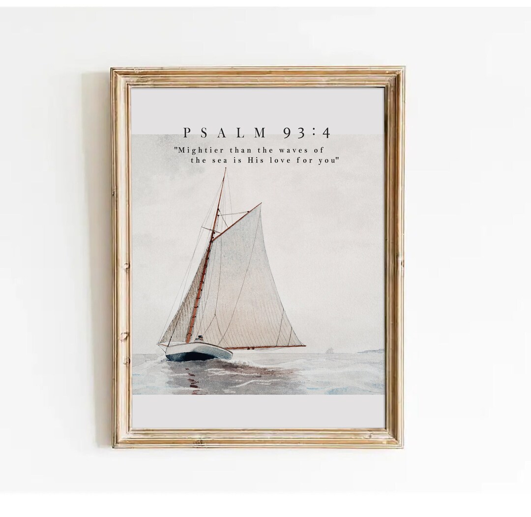 Christian Wall Art, Psalm 93:4, Mightier Than the Waves Art Print ...