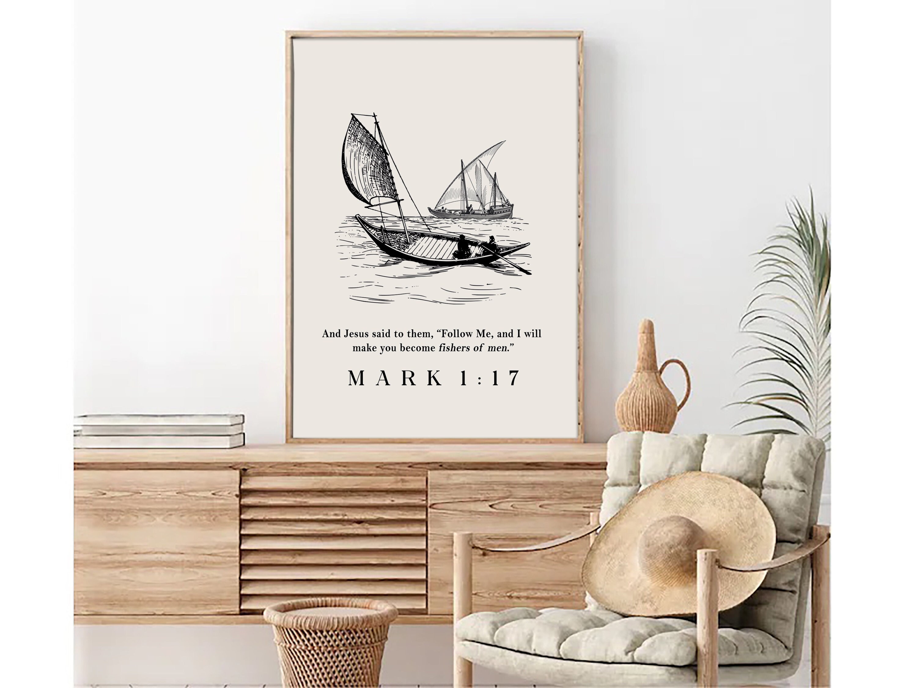 Fishers of Men Poster, Christian Wall Art, Bible Verse Wall Art, Hand ...