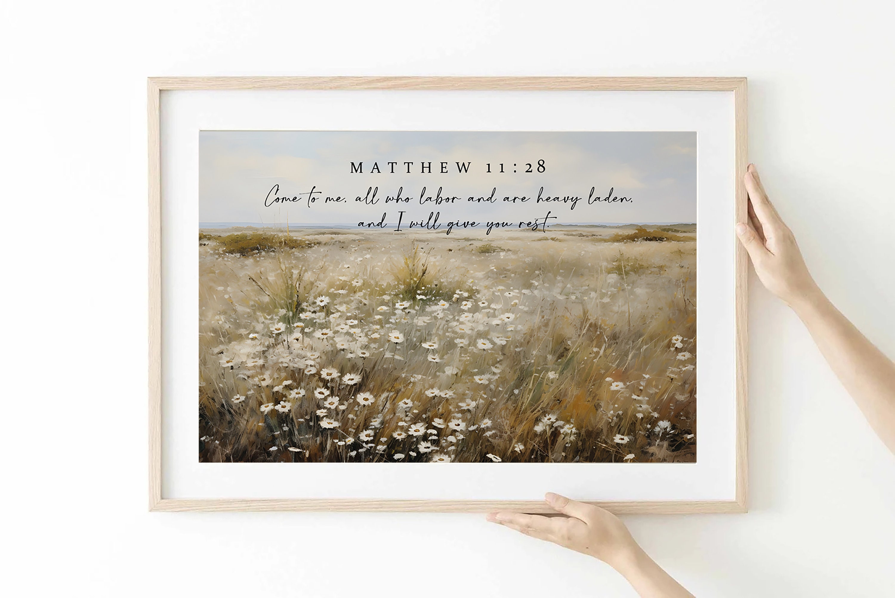 Matthew 11:28, Calming Bible Verse Print, Vintage Bible Verse Wall Art ...