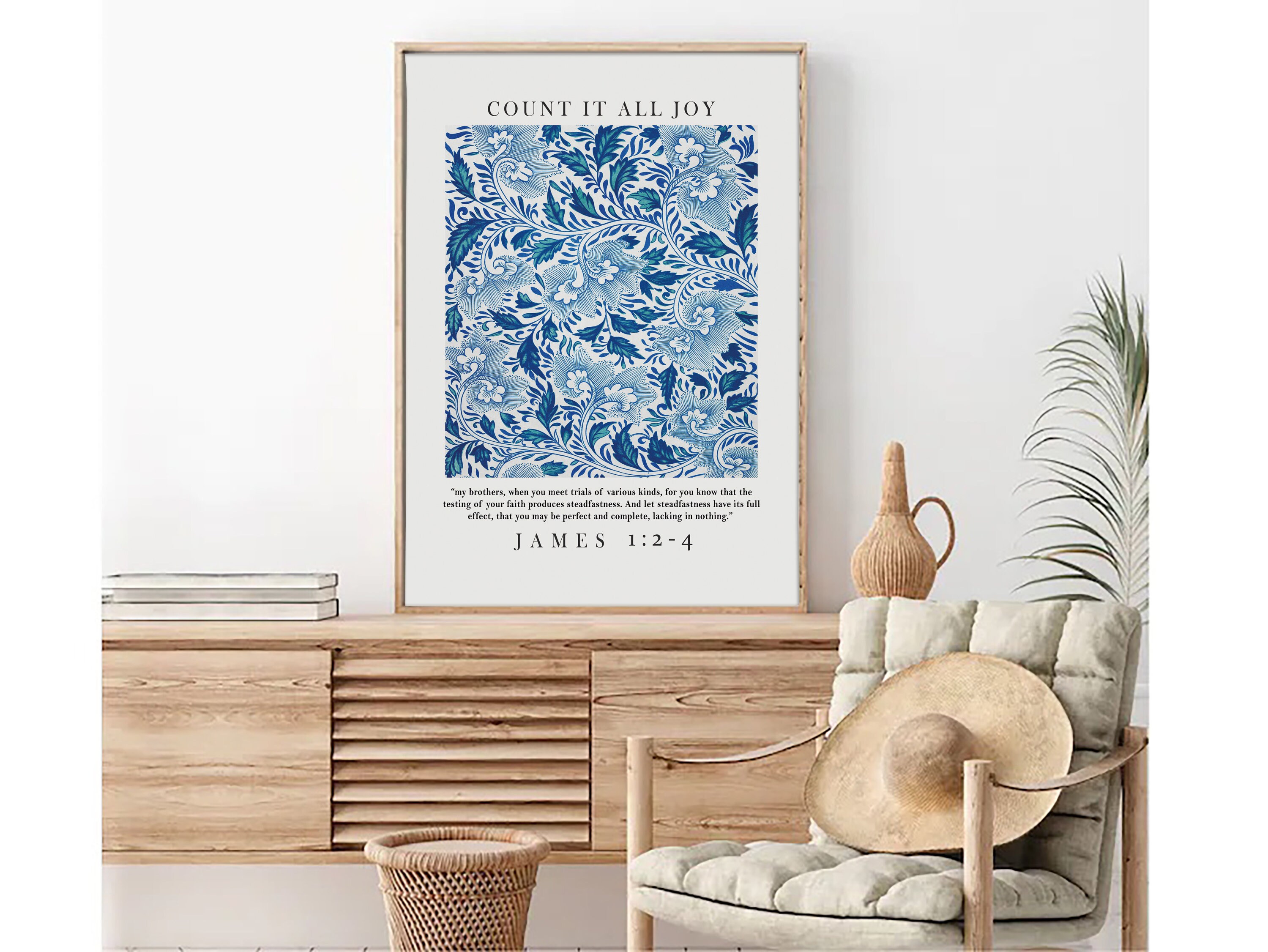 James 1:2-4, Count It All Joy Bible Verse Print, Vintage Bible Art ...