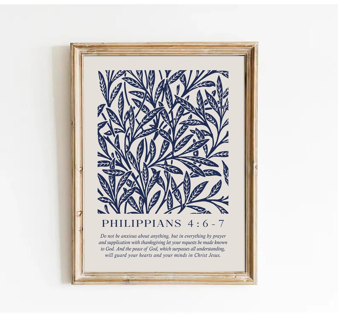 Philippians Wall Art, Philippians 4:6-7 Bible Verse Poster, Vintage ...