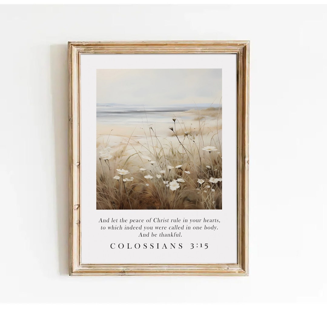Bible Verse Wall Art, Colossians 3:15 Peace of Christ, Vintage ...
