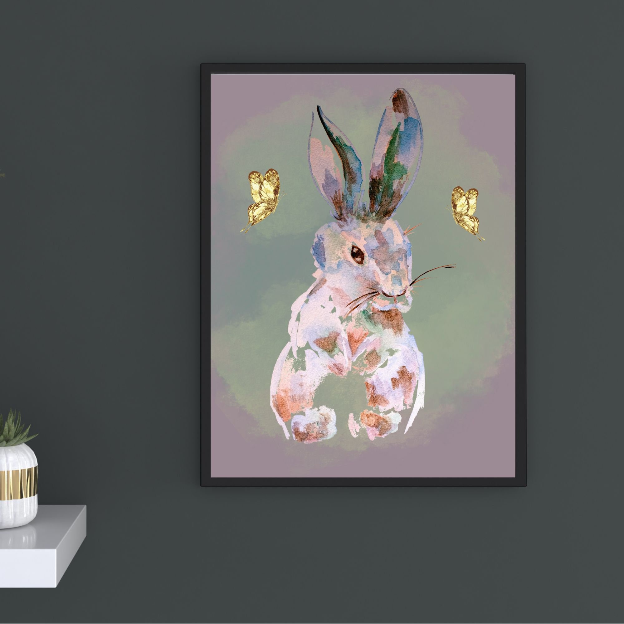 Rabbit Wall Art, Rabbit Printable, Printable Wall Art, Rabbit and ...