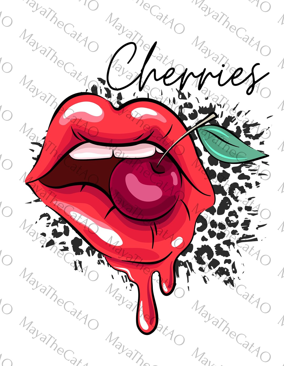Red Lips PNG | Cherries | LOVE | Animal Print | Instant Download | PNG ...