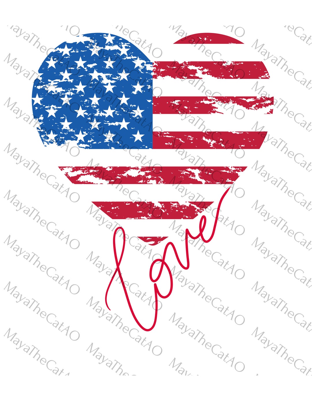 Love PNG Heart, USA Png, American Flag Art Png, Patriotic Png ...