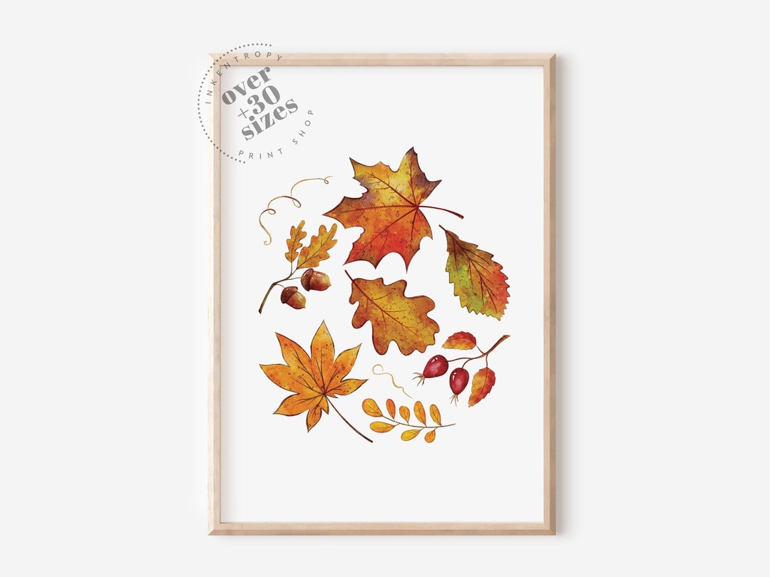 Autumn Print, Fall Printable Art, Fall Wall Decor, Watercolour Leaves ...
