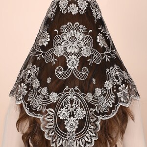 Triangle Catholic Veils, Pentecost Chapel Mantilla, Camellia Embroidery ...