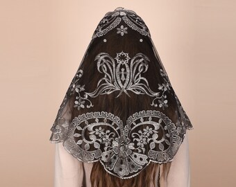 Mantveil Triangle Catholic Chapel Veil: Traditional Black, White or ...