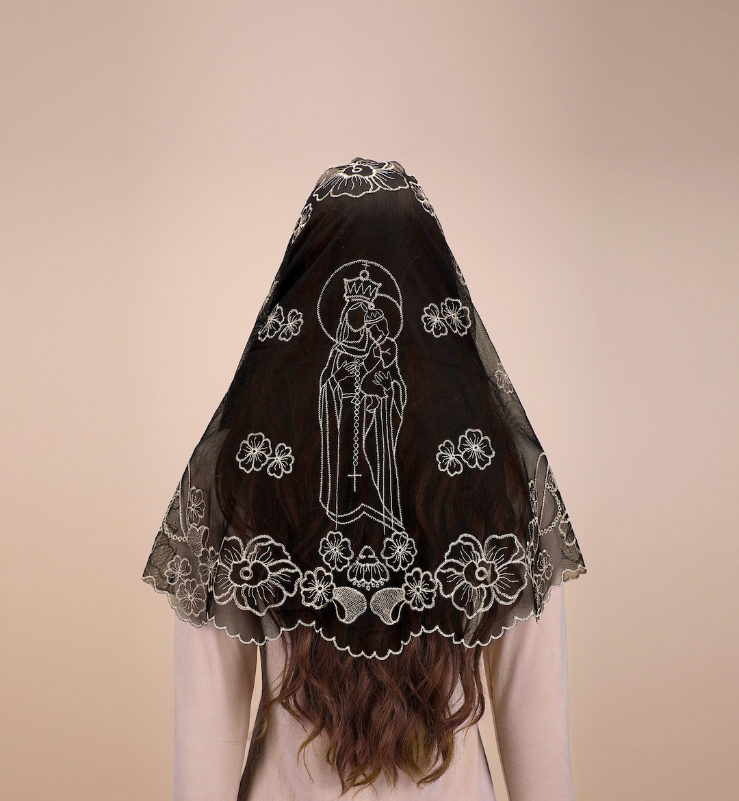 Our Lady Church Veil, Lace Mantilla Catholic Mass Veil Religious Head ...