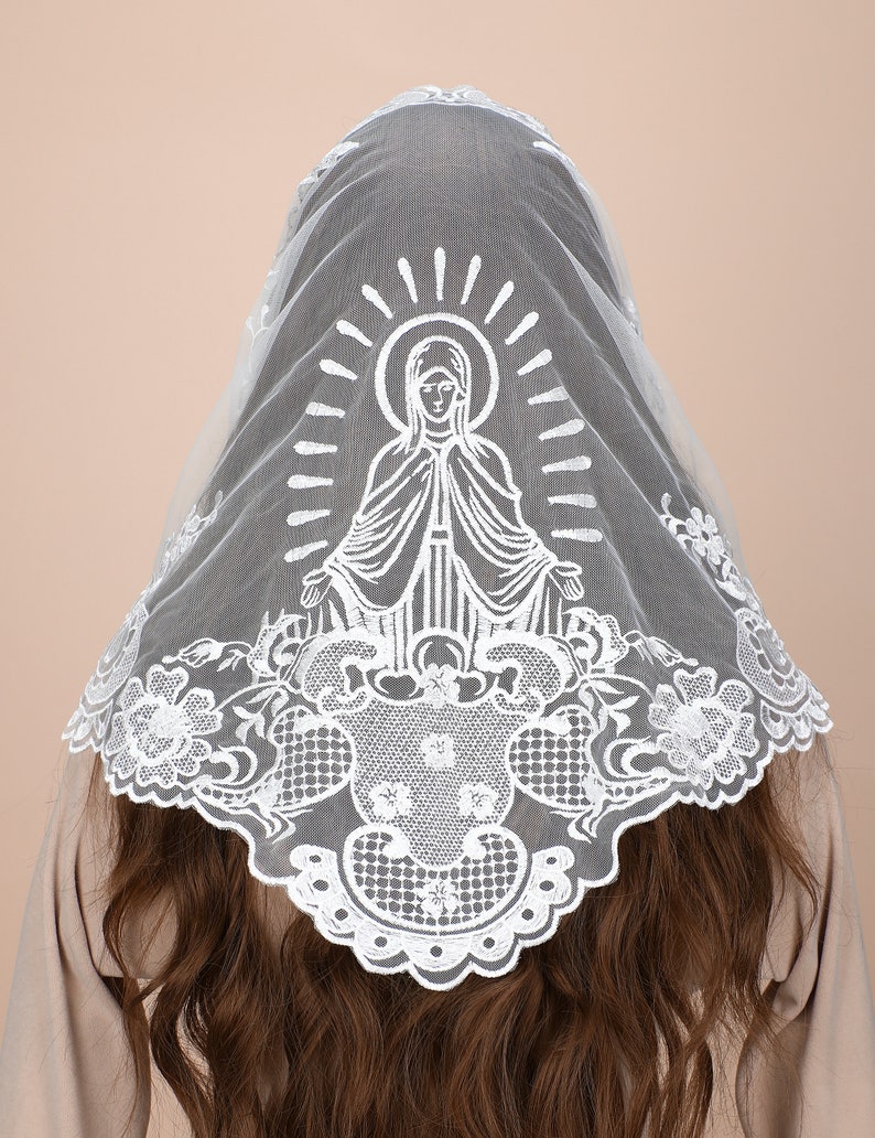 Catholic Lace Mantilla Veil Marian Apparitions Embroidery - Etsy