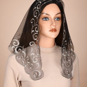 Mantveil Small Triangle Mantilla Chapel Veil: White, Black or Black ...