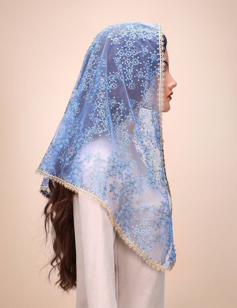 Church Mantilla Catholic Veil, Triangle Shape Chapel Lace Head Covering ...