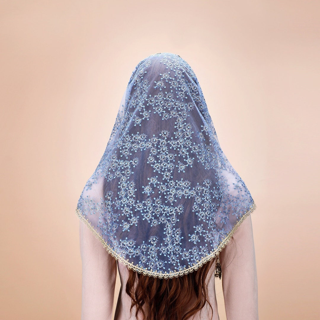 Church Mantilla Catholic Veil, Triangle Shape Chapel Lace Head Covering ...